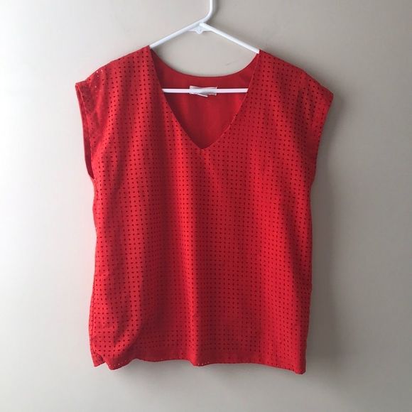 Kenar | Tops | Kenar Eyelet Bright Red Top Small Petite | Poshmark